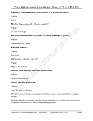 Informatika (Aferdita Berisha) Viti i parë Ekonomik | PDF