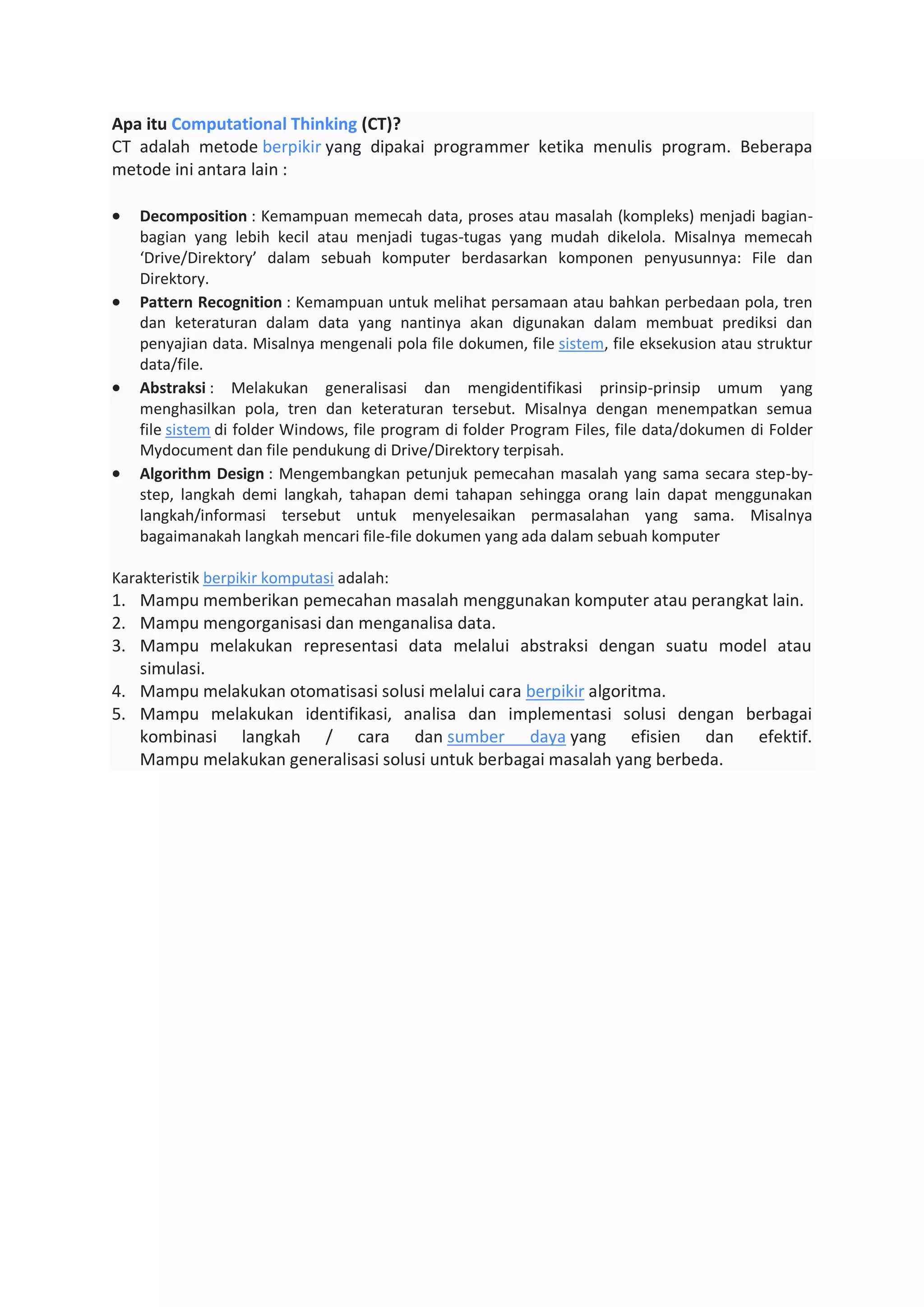 Informatika bab 3 computational thinking | PDF