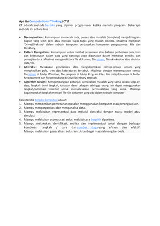 Informatika bab 3 computational thinking | PDF