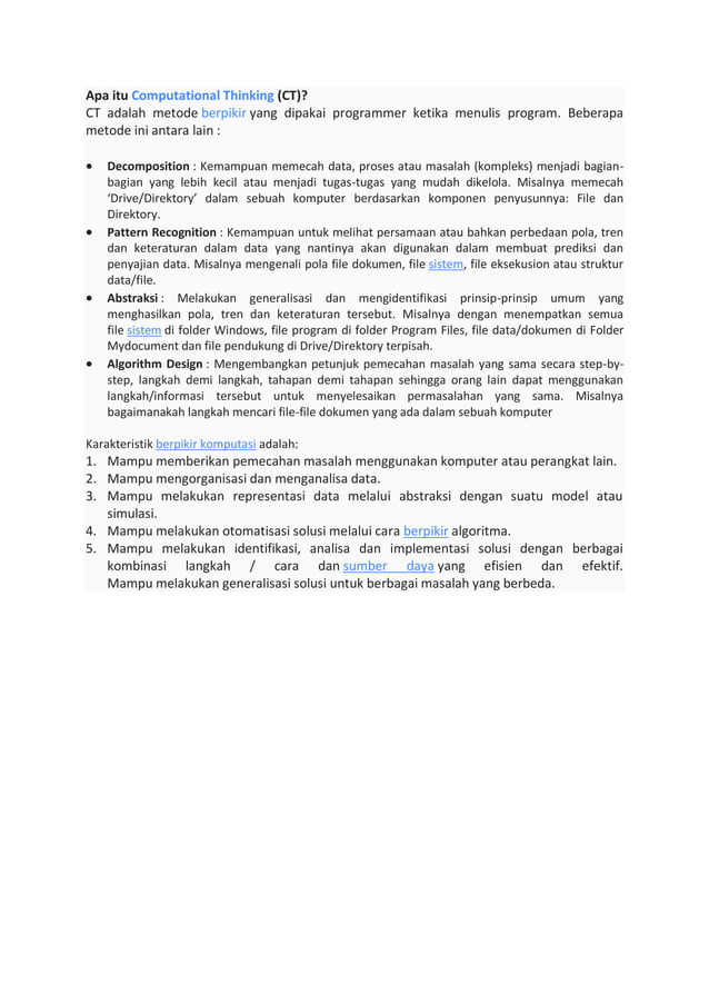Informatika bab 3 computational thinking | PDF