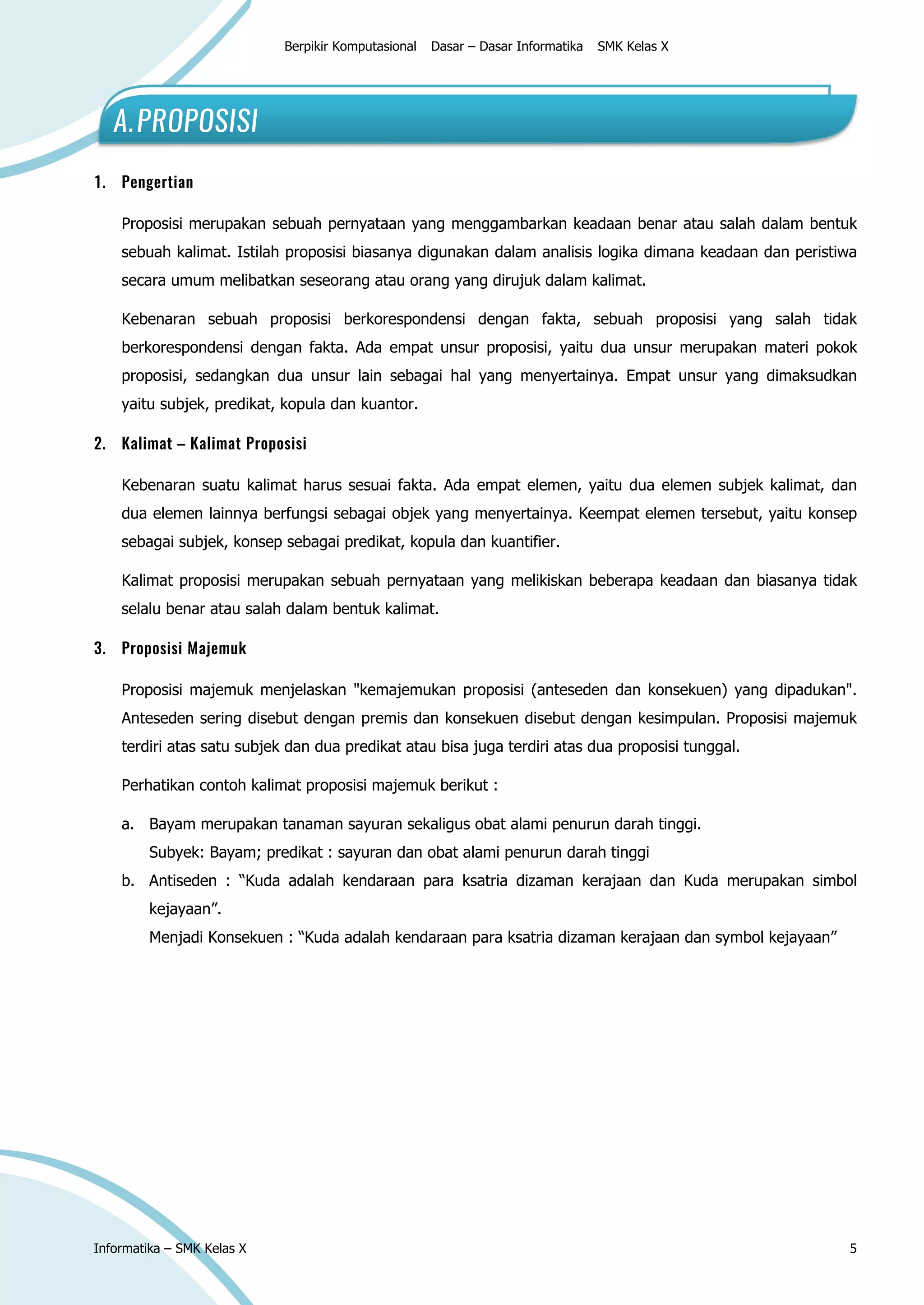 Buku Informatika SMK Kelas X | Kurikulum Merdeka | PDF