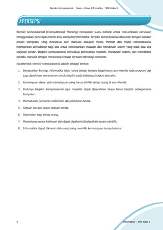 Buku Informatika SMK Kelas X | Kurikulum Merdeka | PDF