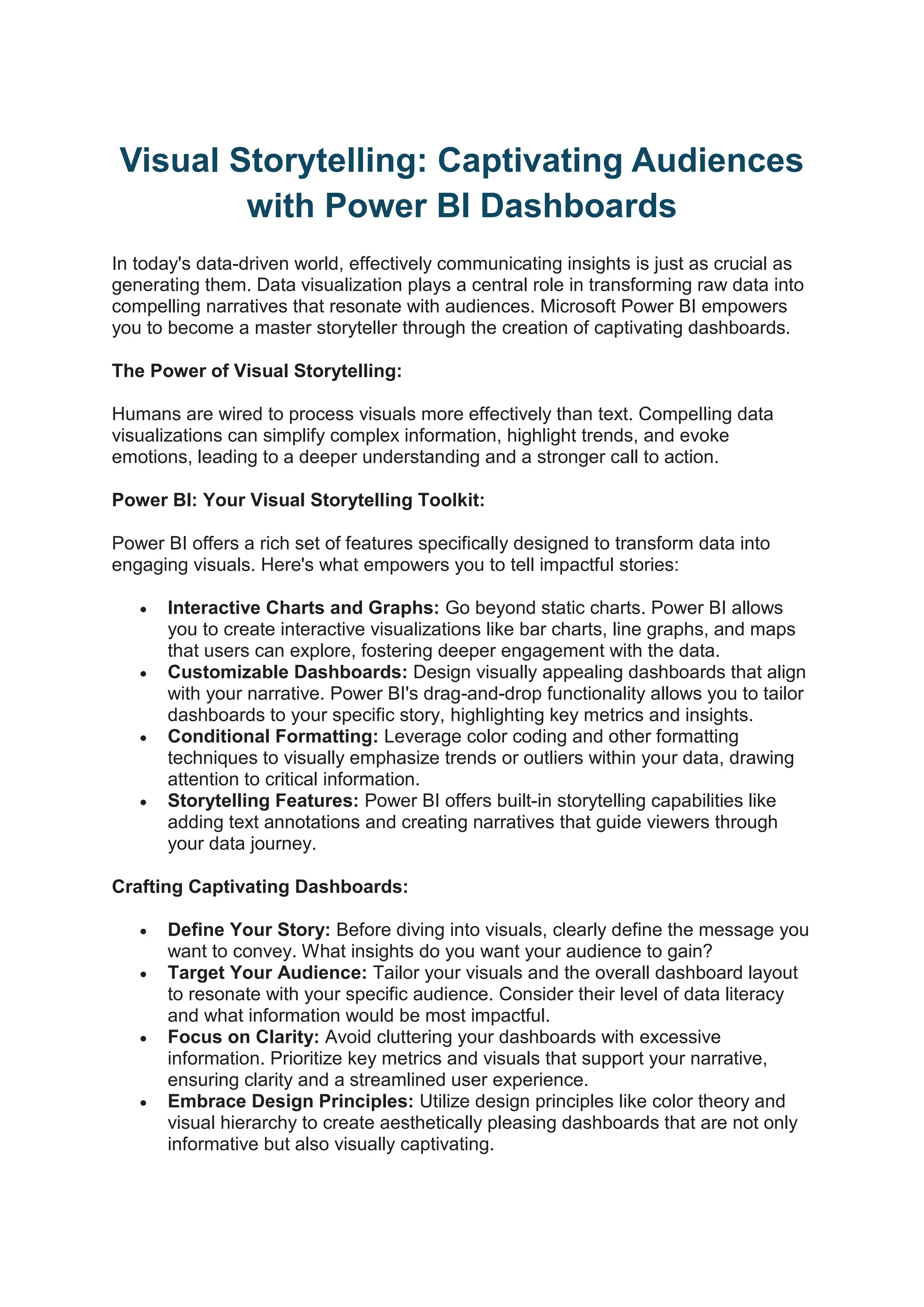 Captivating Audiences with Power BI Dashboards | DOCX