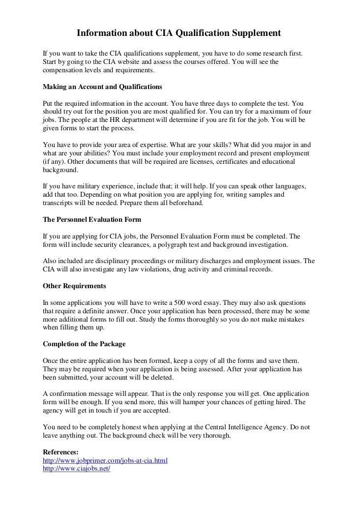 CIA Qualification Requirements