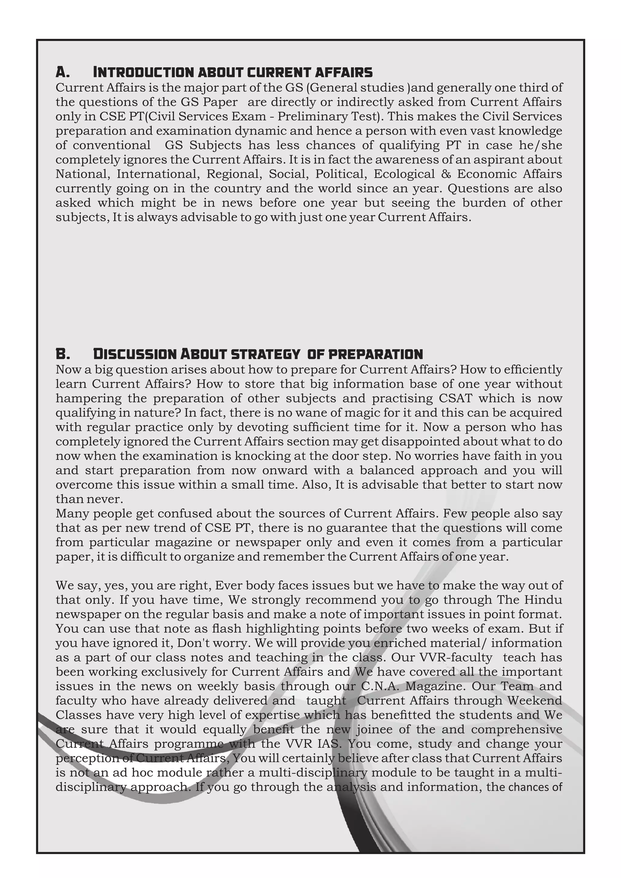 Information brochure current affairs | PDF