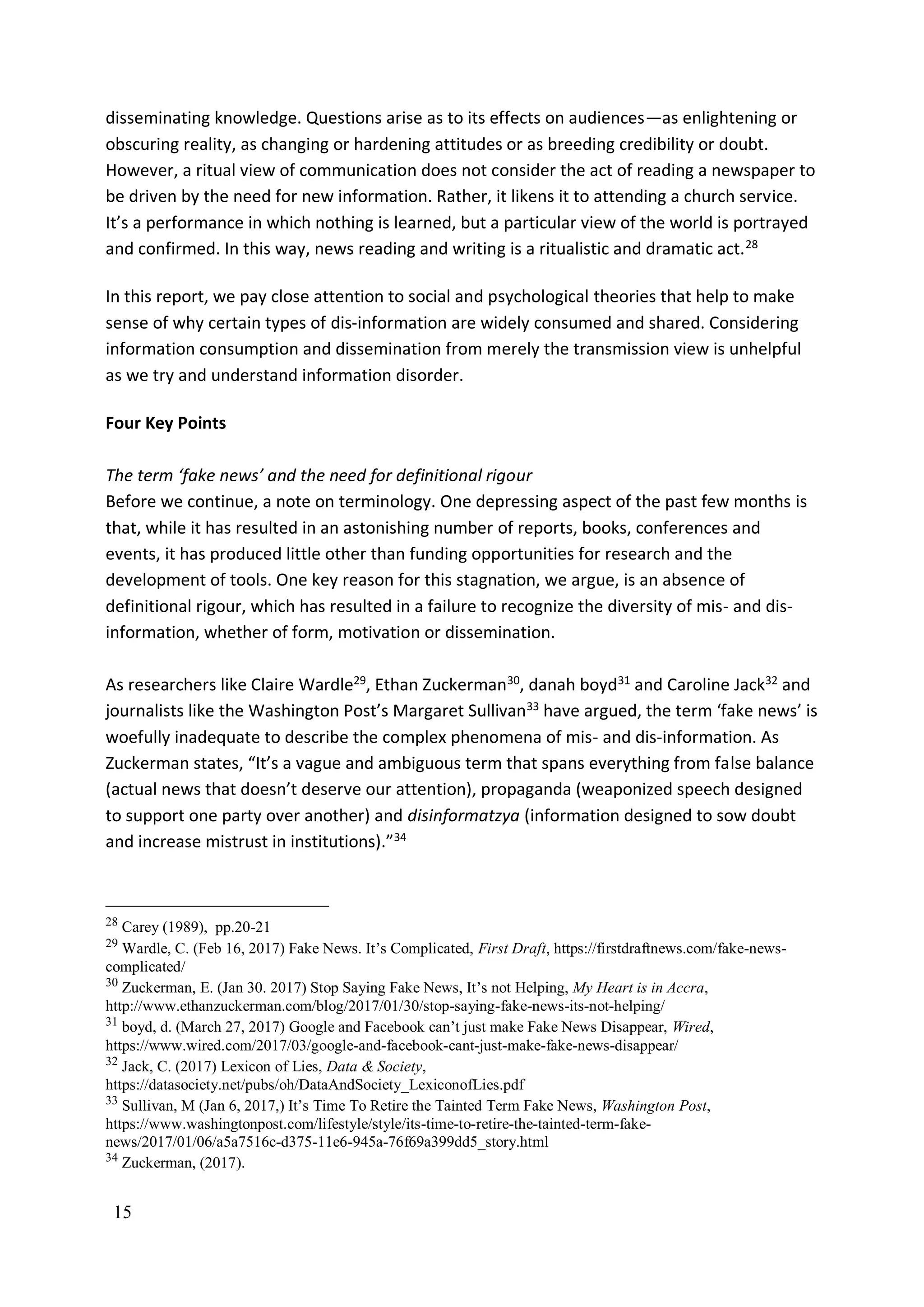 Information disorder: Toward an interdisciplinary framework for ...