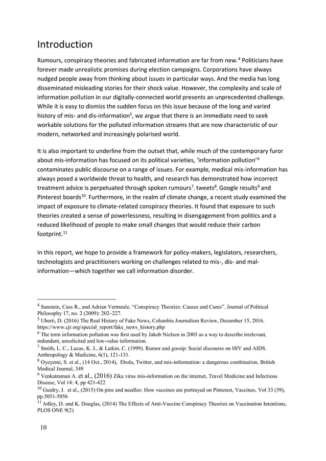 Information disorder: Toward an interdisciplinary framework for ...