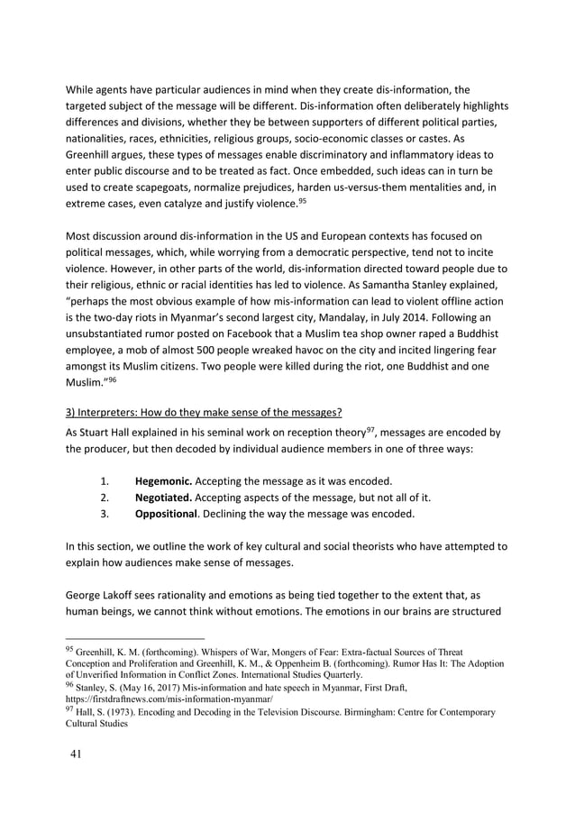 Information disorder: Toward an interdisciplinary framework for ...