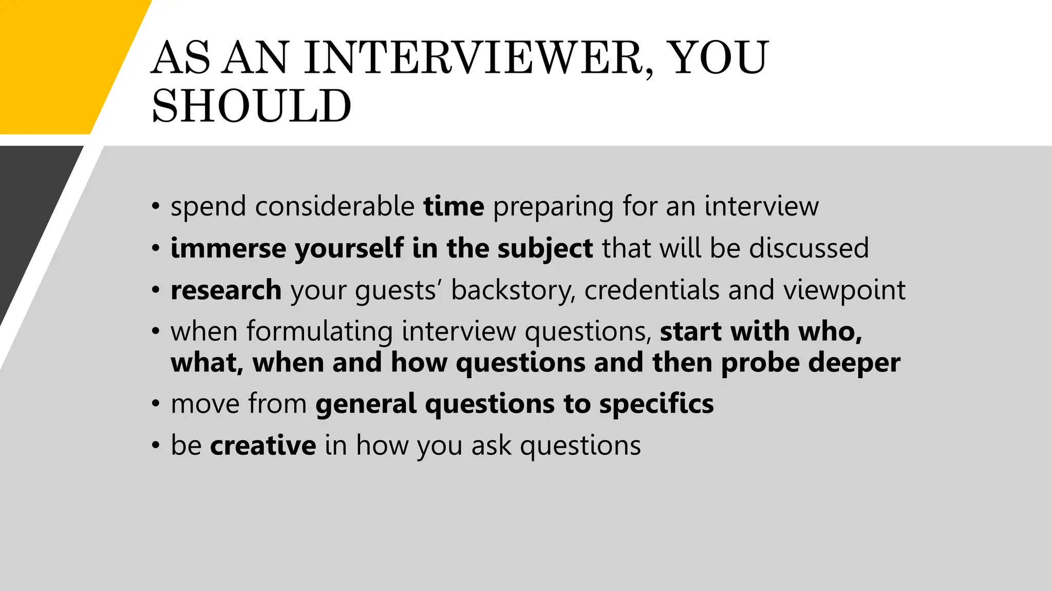 Information- Gathering and Conducting an Interview | PPTX