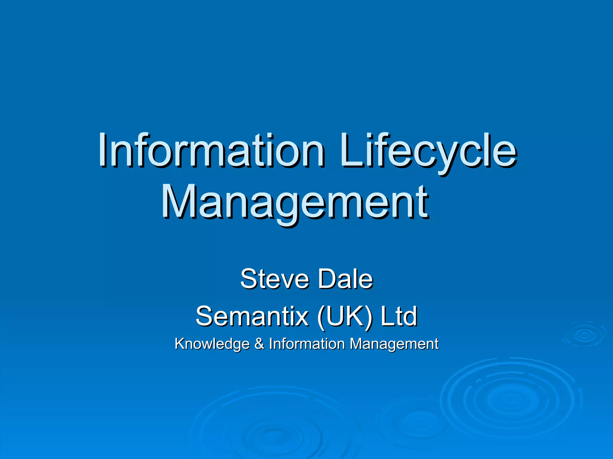 Information Management Life Cycle | PPS