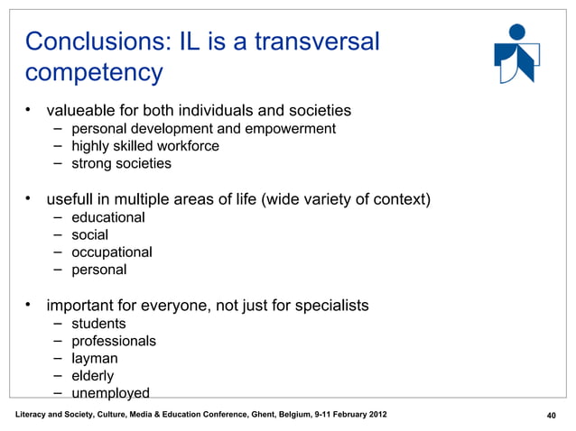 Information Literacy as a Transversal Competency | PPT