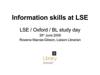 Information Skills At Lse | PPT