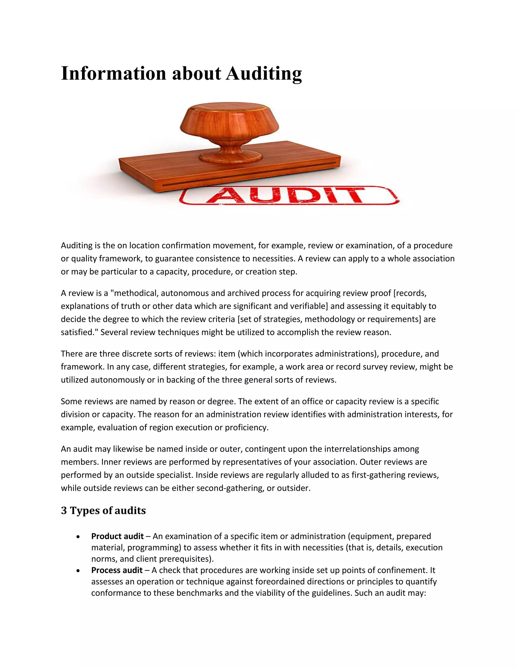 Information about auditing | PDF | Business | Business and Finance