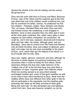Information about the greek god zeus | DOCX | Hinduism | Religion ...