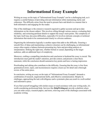 Informational Essay Example. Writing an informational essay ...