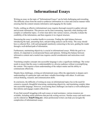 Informational Essays.pdf | Homework and Study | Education