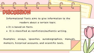 Informational & Factual Text. (Types, Structures and Its Purposes pdf | PDF