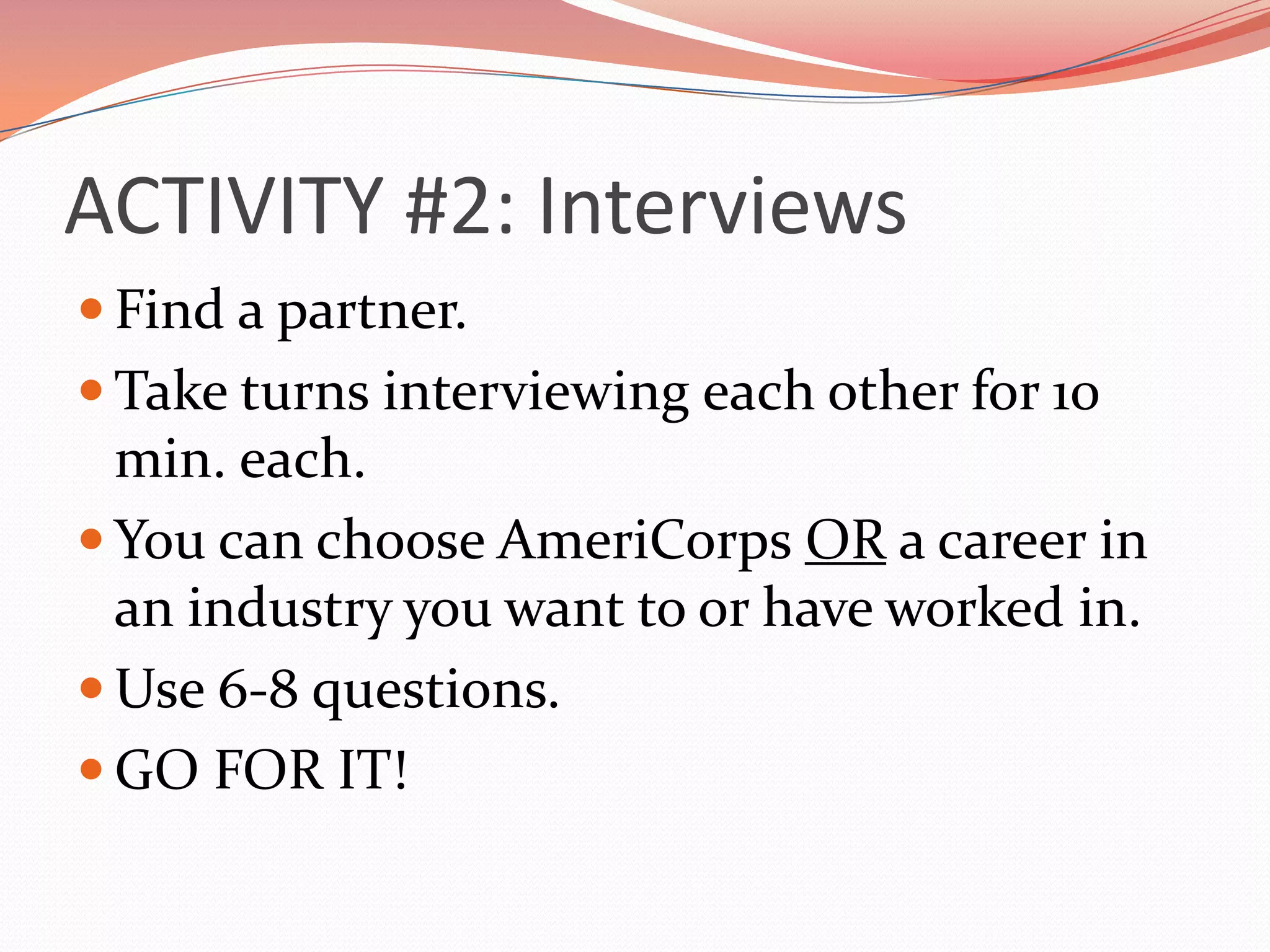 Informational interview activities | PPTX | Resume Writing and Advice ...