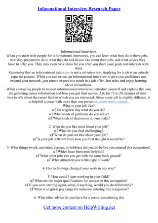Informational Interview Essay | PDF
