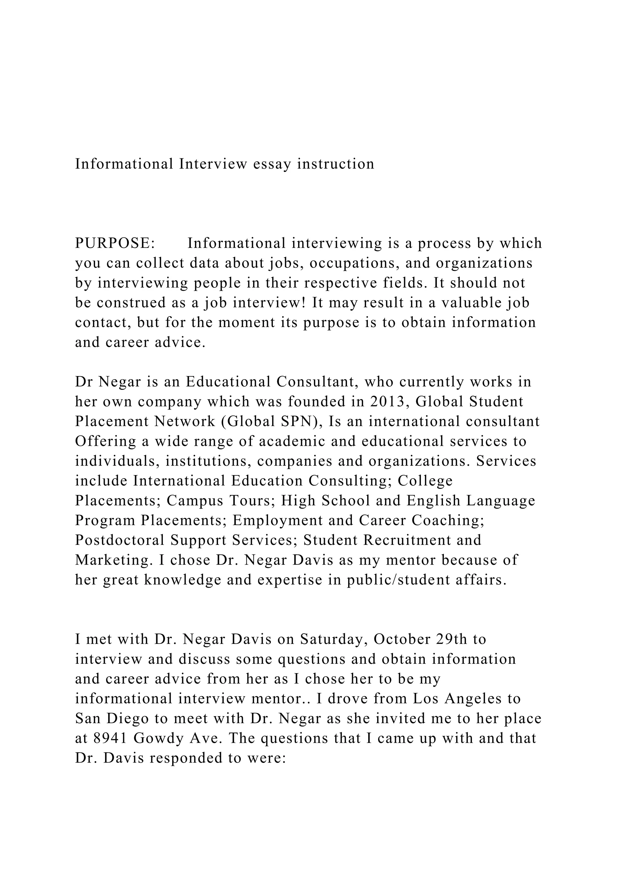 Informational Interview essay instructionPURPOSEInfo.docx