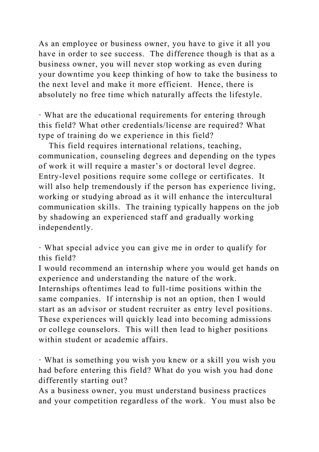 Informational Interview essay instructionPURPOSEInfo.docx