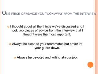 Informational interview report | PPTX | Information Services Industry ...