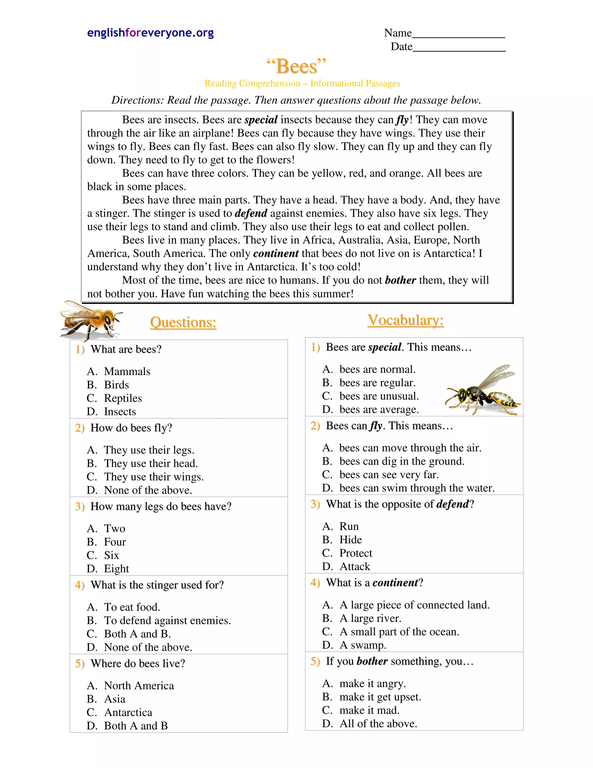 Informational passages rc bees | PDF