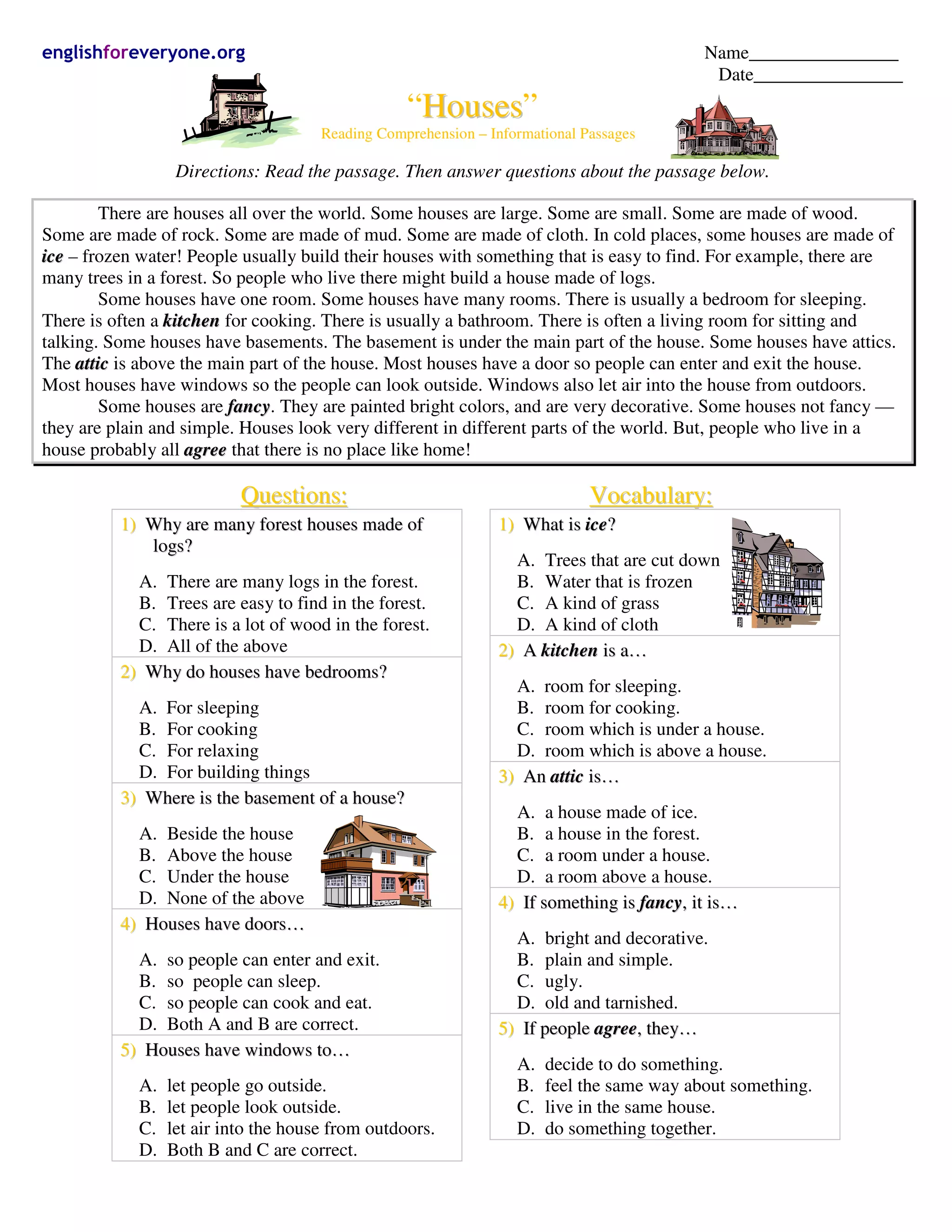 Informational passages rc houses | PDF