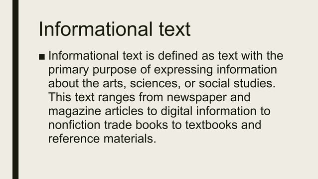 Informational Text.pptx | Books and Literature
