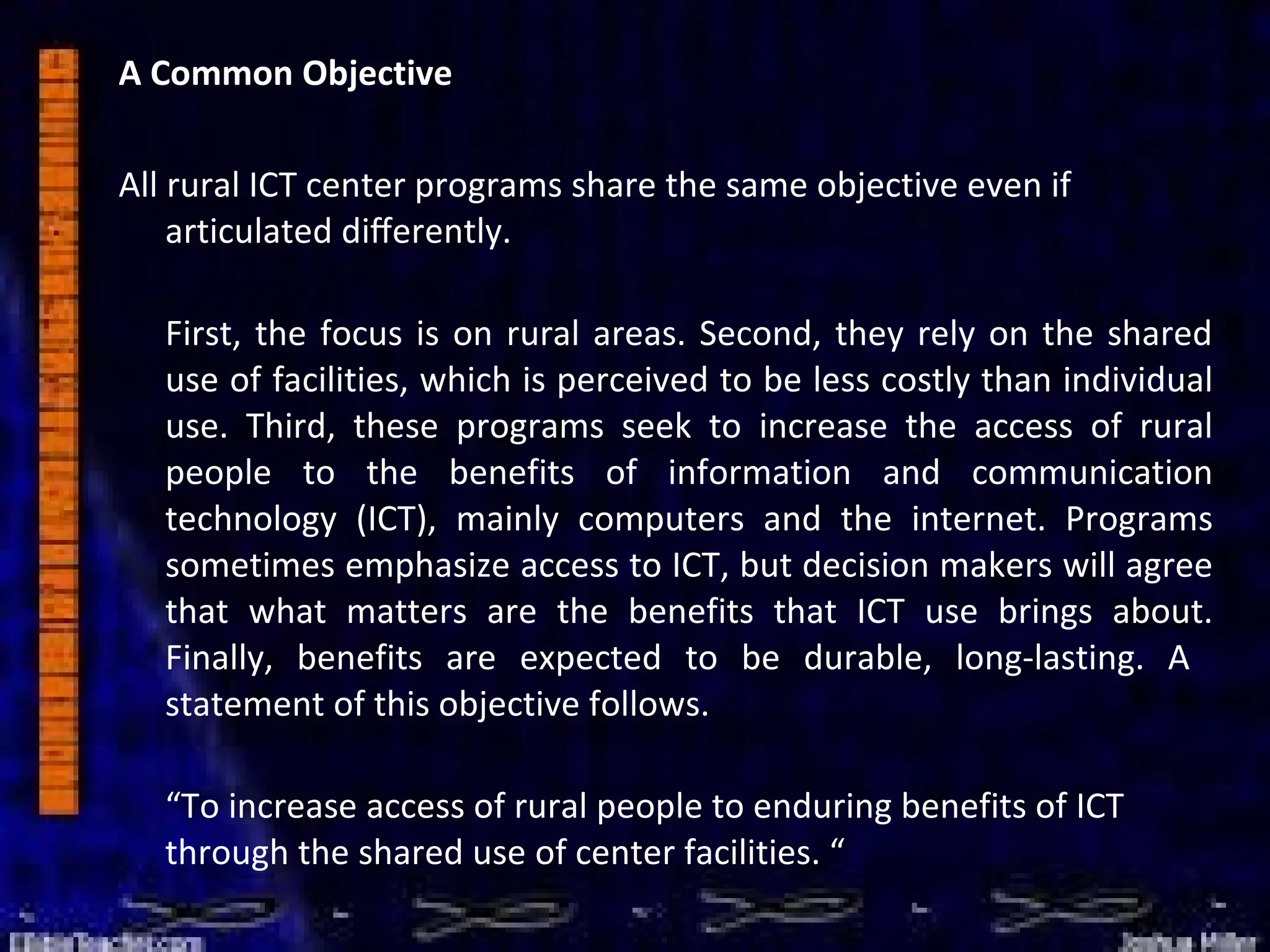 Information and Communication Technologies (ICT) for Rural Development ...