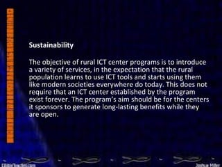 Information and Communication Technologies (ICT) for Rural Development ...