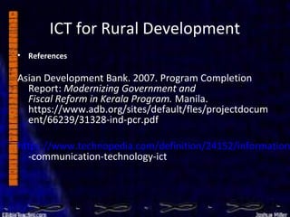 Information and Communication Technologies (ICT) for Rural Development ...