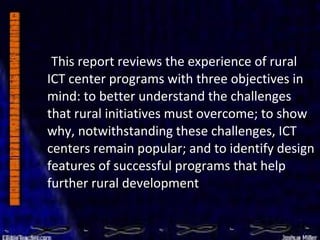 Information and Communication Technologies (ICT) for Rural Development ...