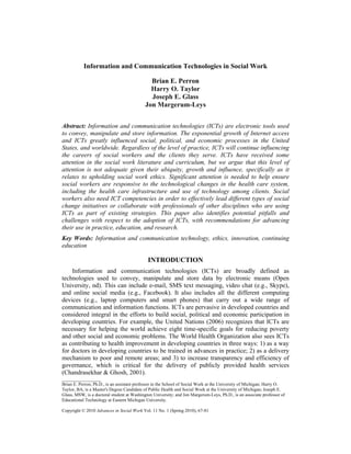 Information and communication technologies in social work | PDF