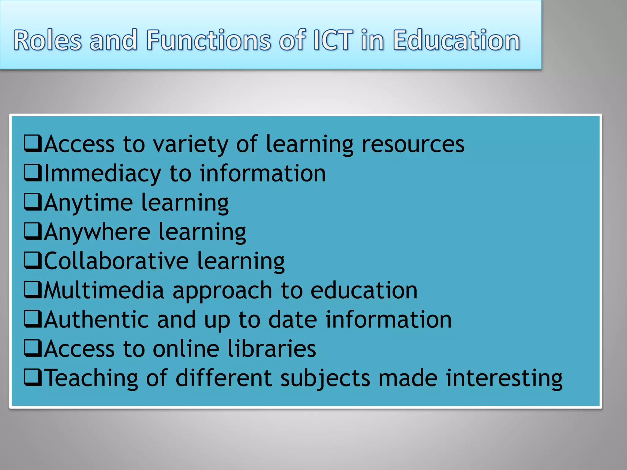 Information and communication technology in education | PPT