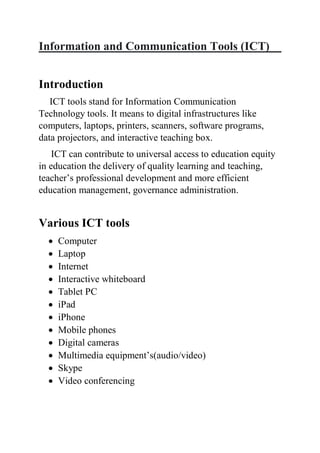 Information and communication technology tools(ict) | PDF | Smartphones | Consumer Electronics