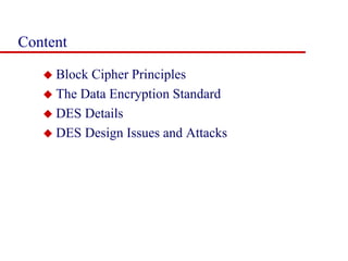 Information and data security block cipher and the data encryption ...