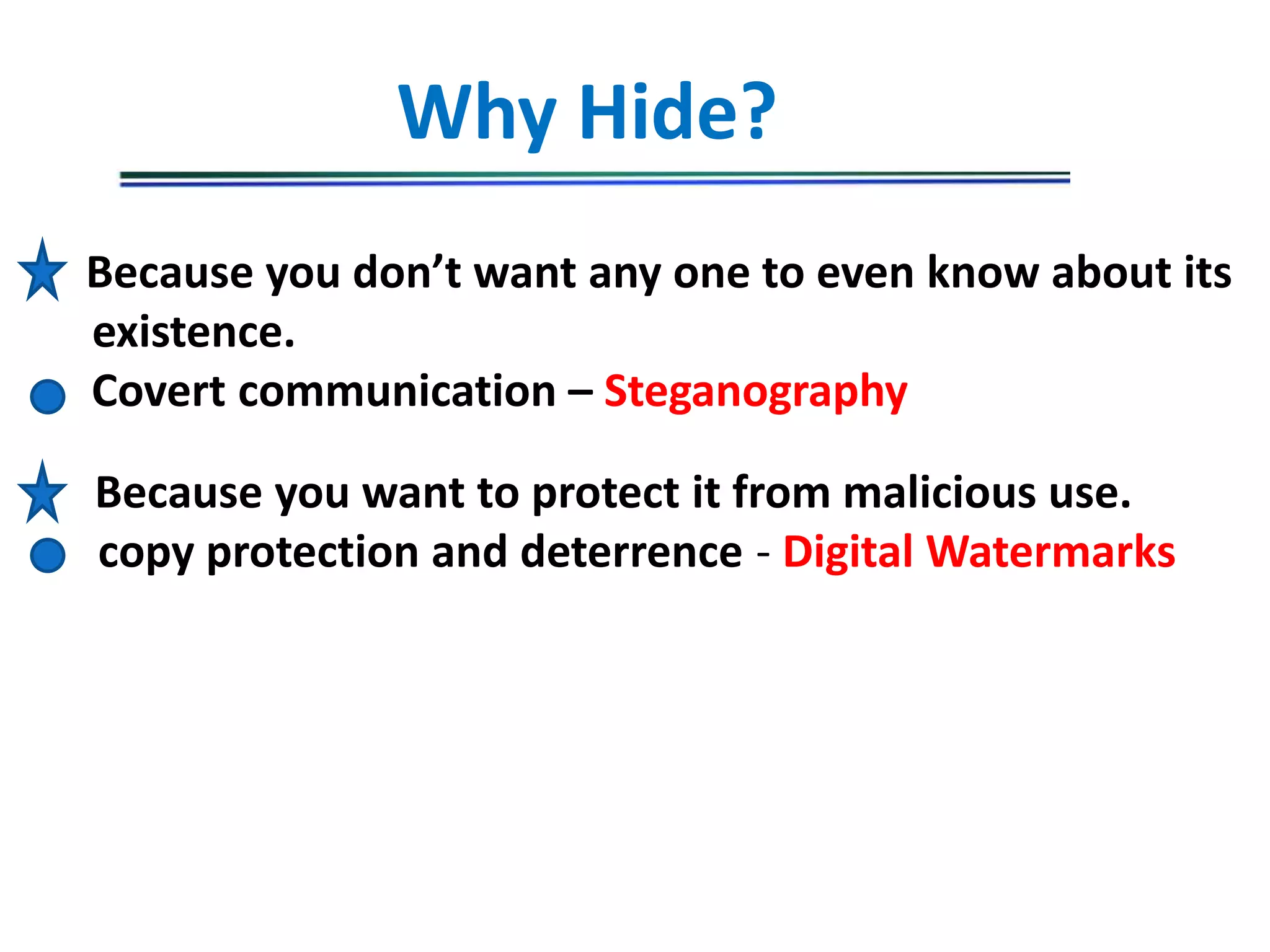 Information and data security steganography and watermarking | PPT