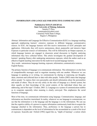 Information and language for effective communication | PDF