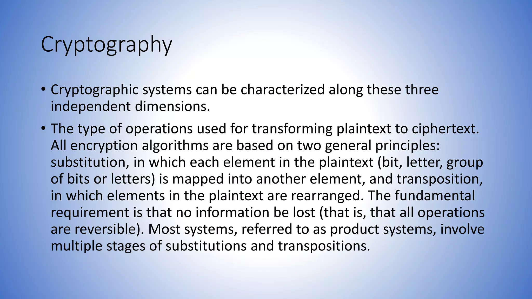 Information and network security 11 cryptography and cryptanalysis | PPTX