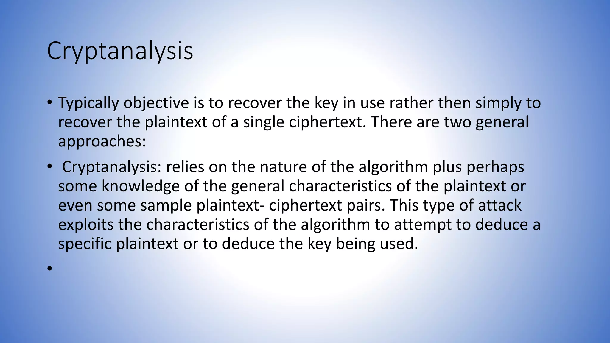 Information and network security 11 cryptography and cryptanalysis | PPTX