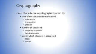 Information and network security 11 cryptography and cryptanalysis | PPTX