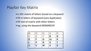 Information and network security 13 playfair cipher | PPTX | Programming Languages | Computing