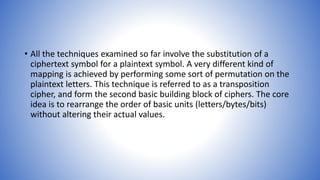 Information and network security 16 transposition ciphers | PPTX