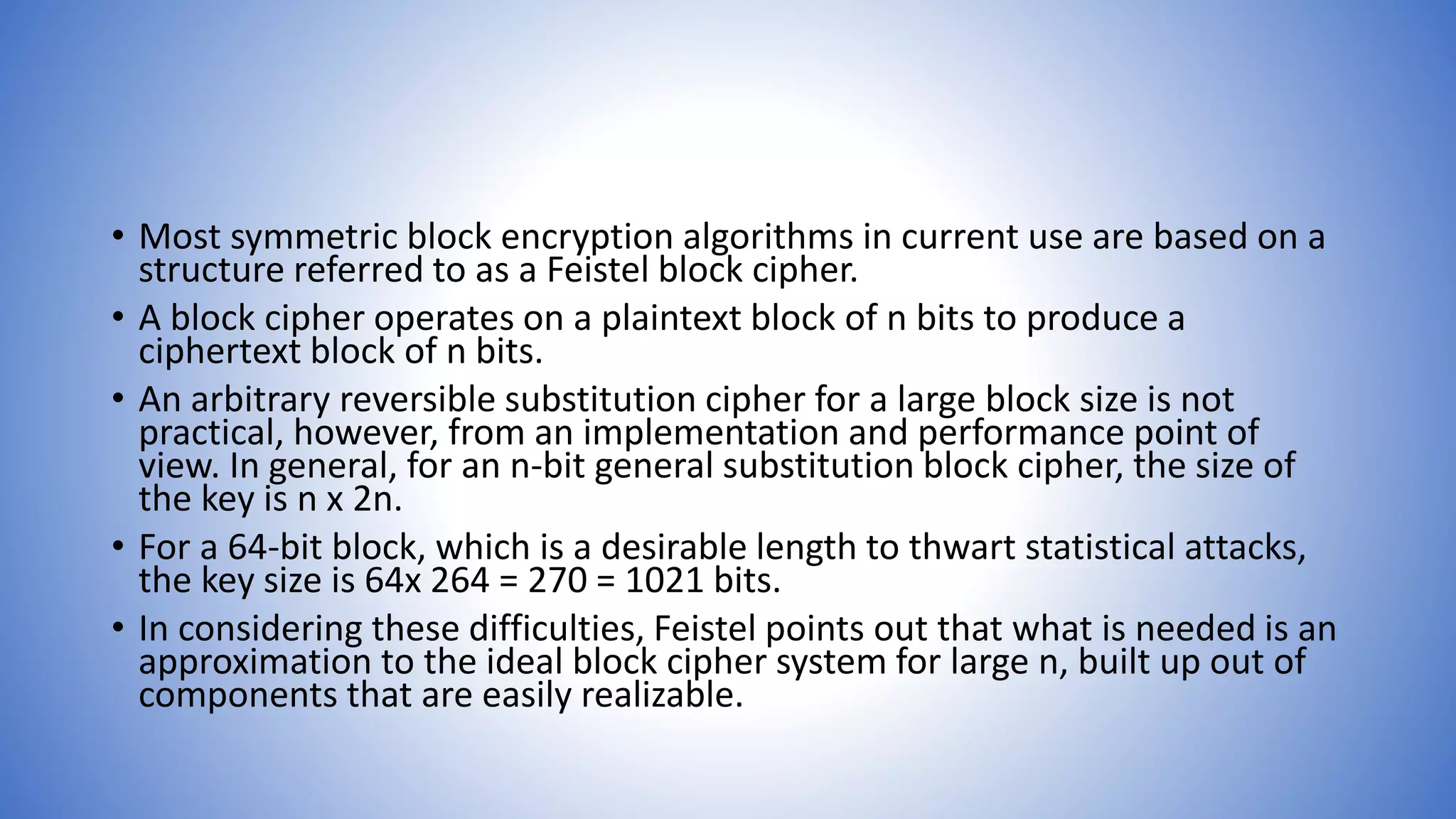 Information and network security 18 modern techniques block ciphers | PPTX