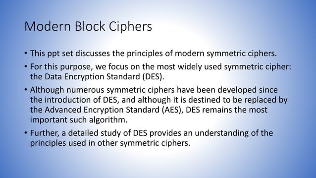 Information and network security 18 modern techniques block ciphers | PPTX