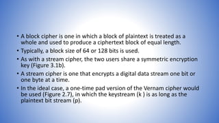 Information and network security 18 modern techniques block ciphers | PPTX