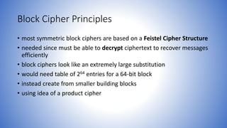 Information and network security 18 modern techniques block ciphers | PPTX