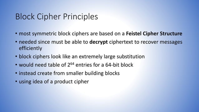 Information and network security 18 modern techniques block ciphers | PPTX