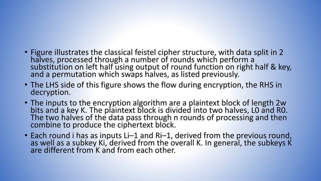 Information and network security 19 feistel cipher | PPTX | Programming Languages | Computing